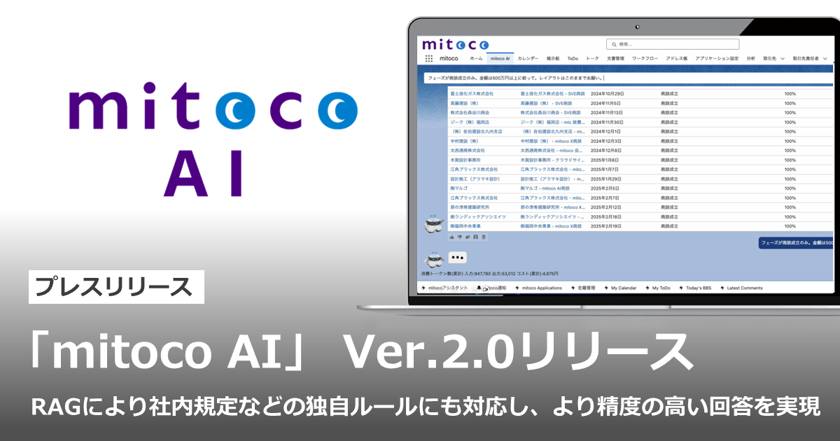 「mitoco AI」Ver.2.0をリリース | プレスリリース | ニュース | 株式会社テラスカイ